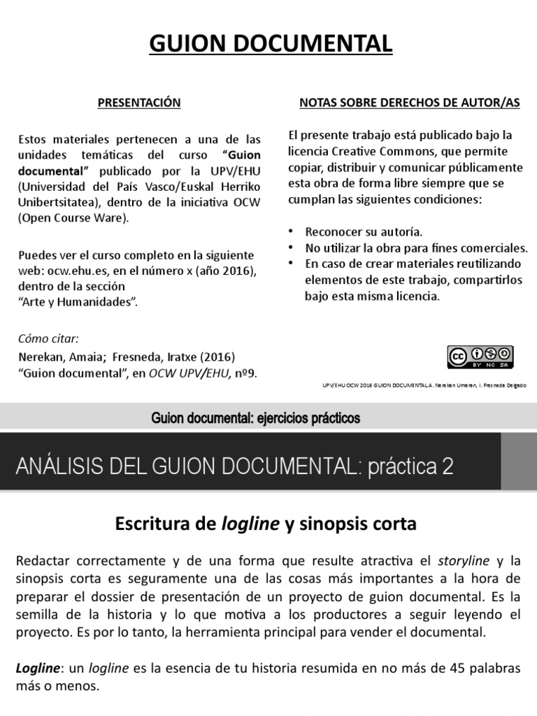 Ejercicios de Guion Documental 2016 | PDF