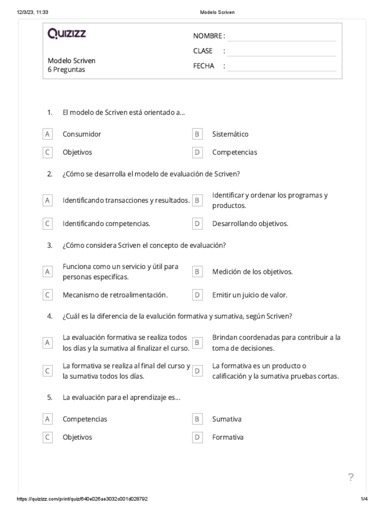 Modelo de Evaluación de Scriven | PDF | Evaluación | Cognición