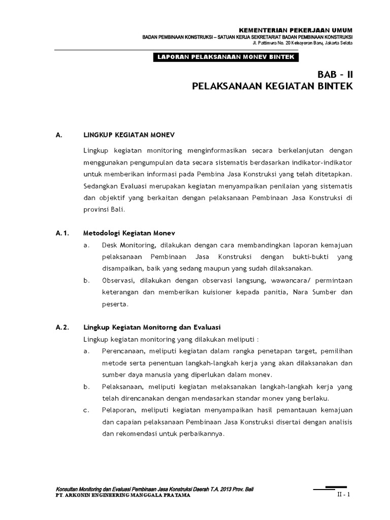 Bab II Kegiatan Pelaksanaan Monev-Bali | PDF