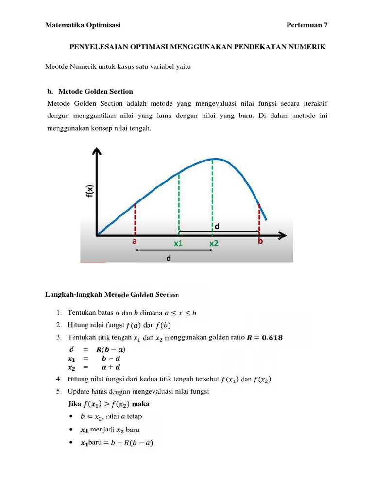 Pendekatan Numerik Metode Golden Section | PDF | Metode & Bahan Ajar
