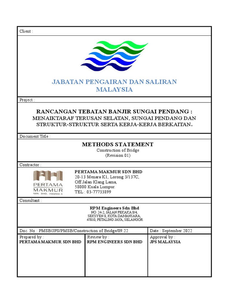 Bridge Construction Method Statement | PDF | Traffic | Personal Protective Equipment