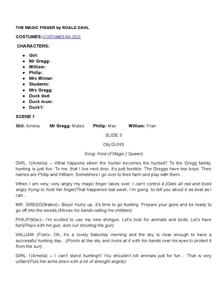 THE MAGIC FINGER 5tha - Script | PDF