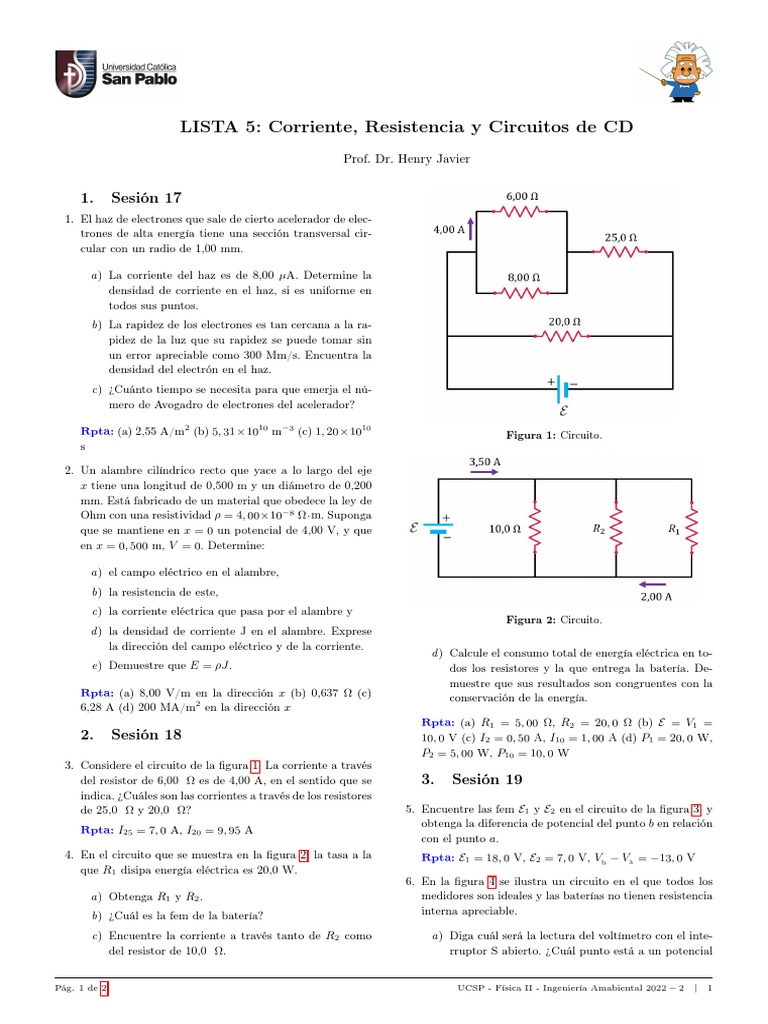 Lista 5 - F2-AMB-2022-2b (1) | PDF | Electrón | Corriente eléctrica