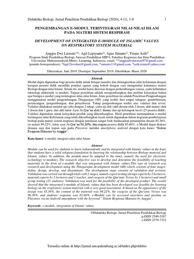 Jurnal Respirasi 1 | PDF | Karier & Perkembangan