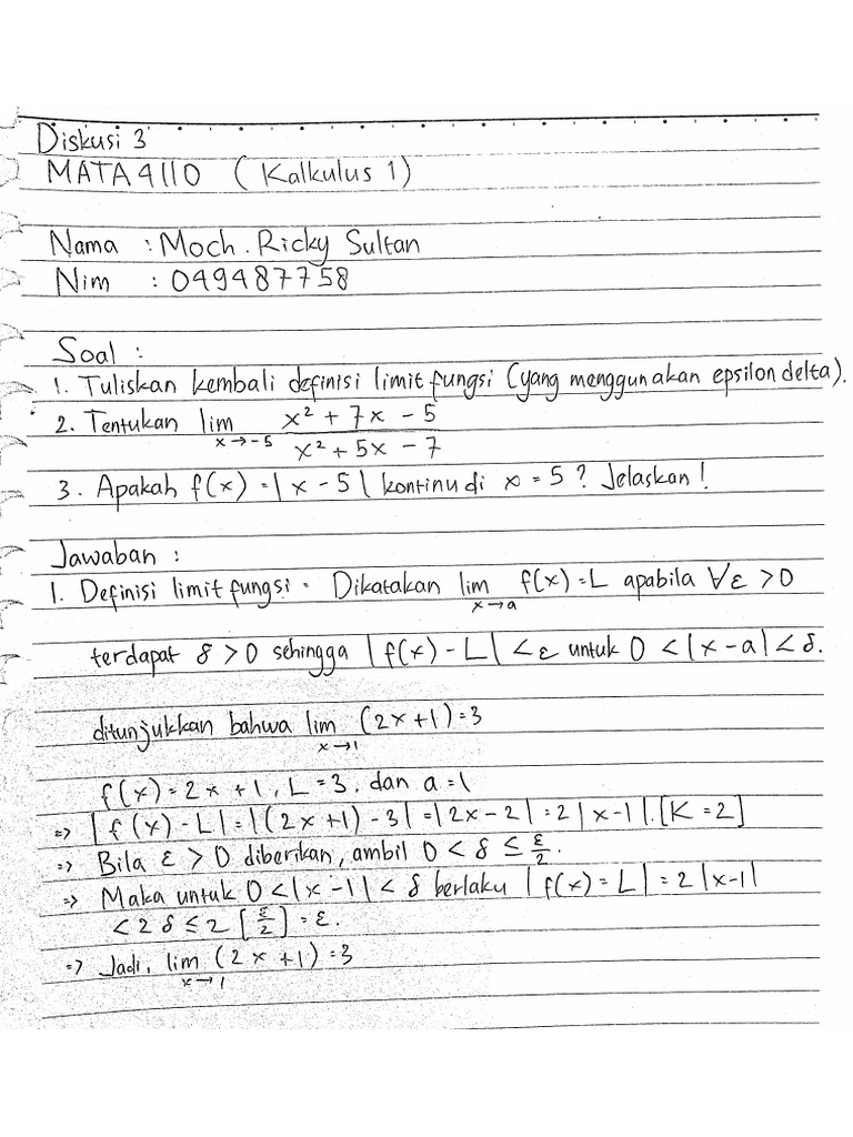 Diskusi 3, Kalkulus 1 | PDF