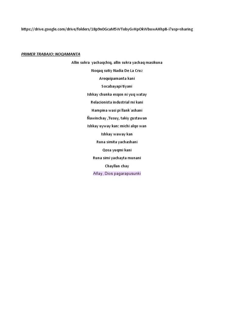 TRABAJOS QUECHUA. Docx (Recuperado Automáticamente) | PDF