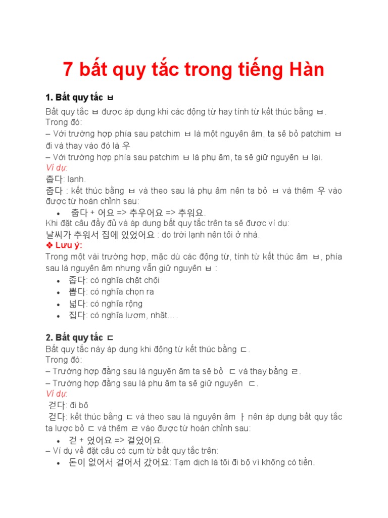 7 Báº T Quy Táº C Trong Tiáº¿ng HÃ N | PDF