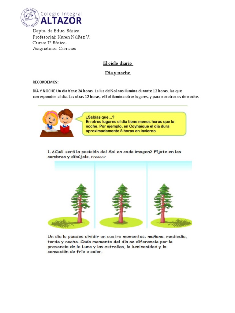 Ciclo Diario: Día y Noche para Niños | PDF | Ciencia y matemáticas