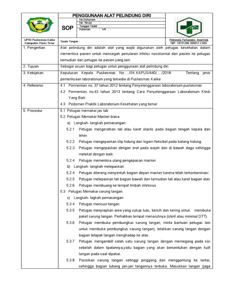 Sop Penggunaan Apd | PDF