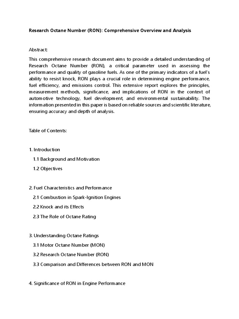 Understanding Research Octane Number (RON) | PDF | Gasoline | Engines