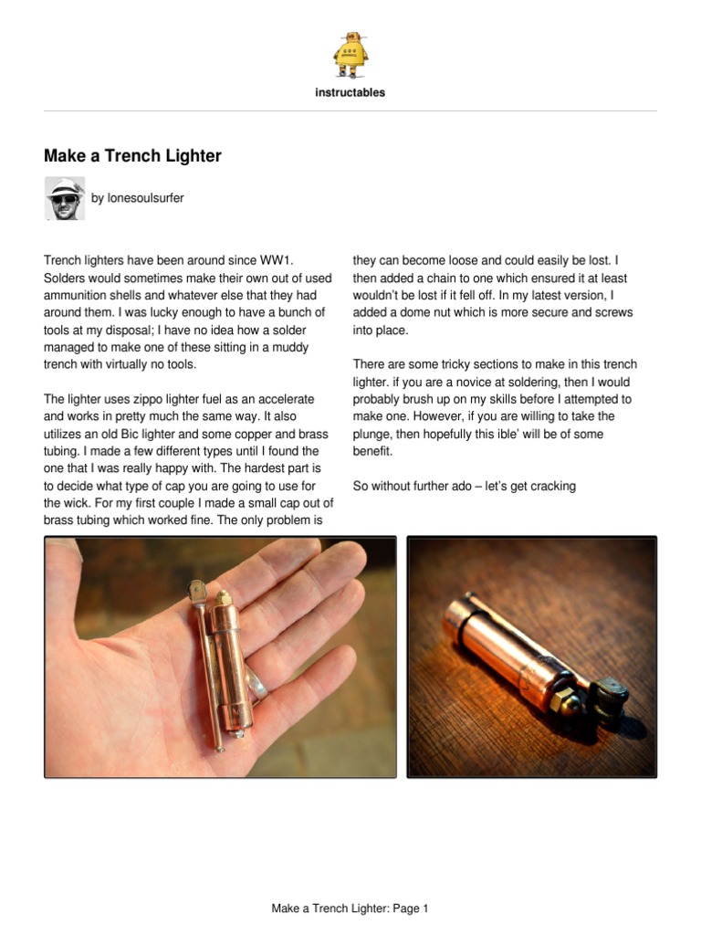DIY Guide to Making a Trench Lighter | PDF | Home & Garden
