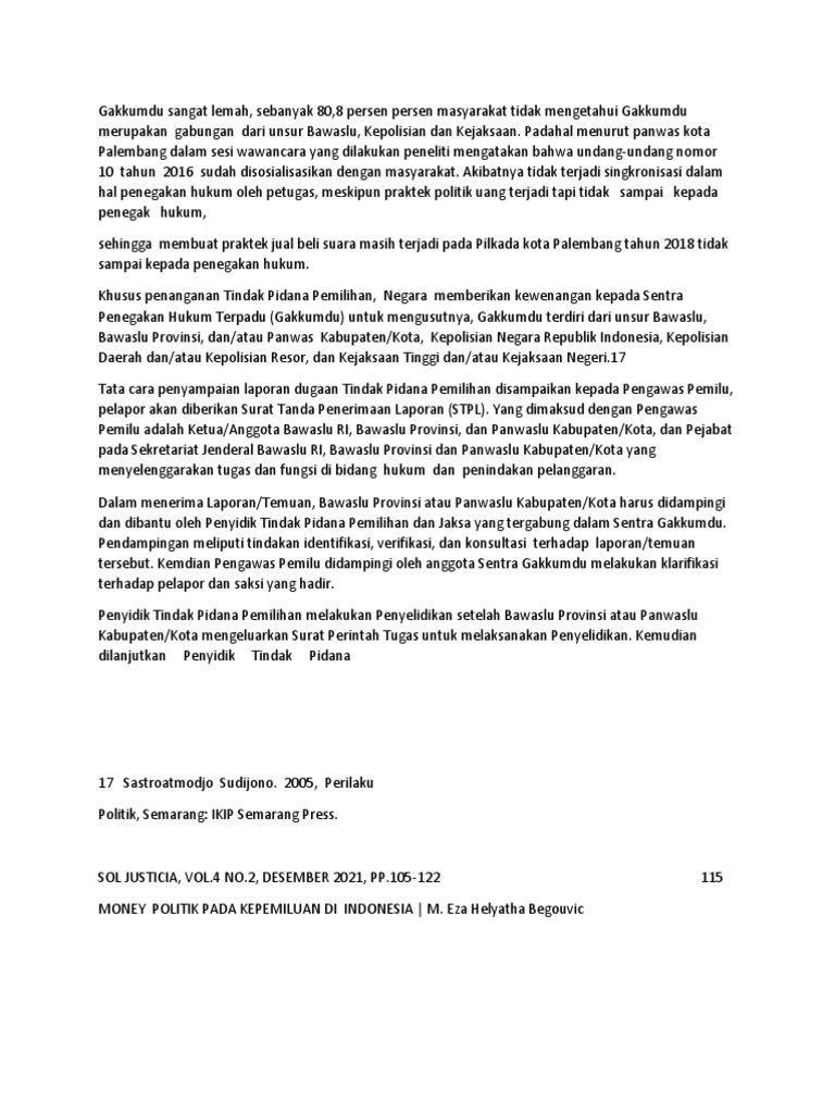 Money Politik Pada Kepemiluan Di Indonesia 6 | PDF