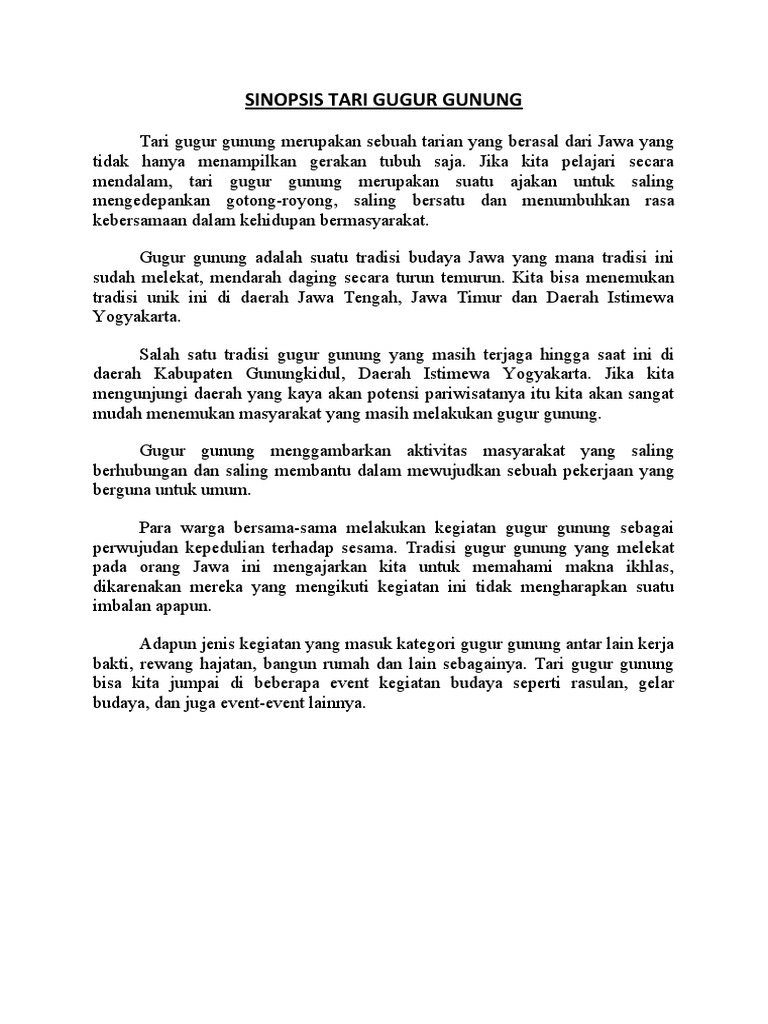 Sinopsis Tari Gugur Gunung | PDF