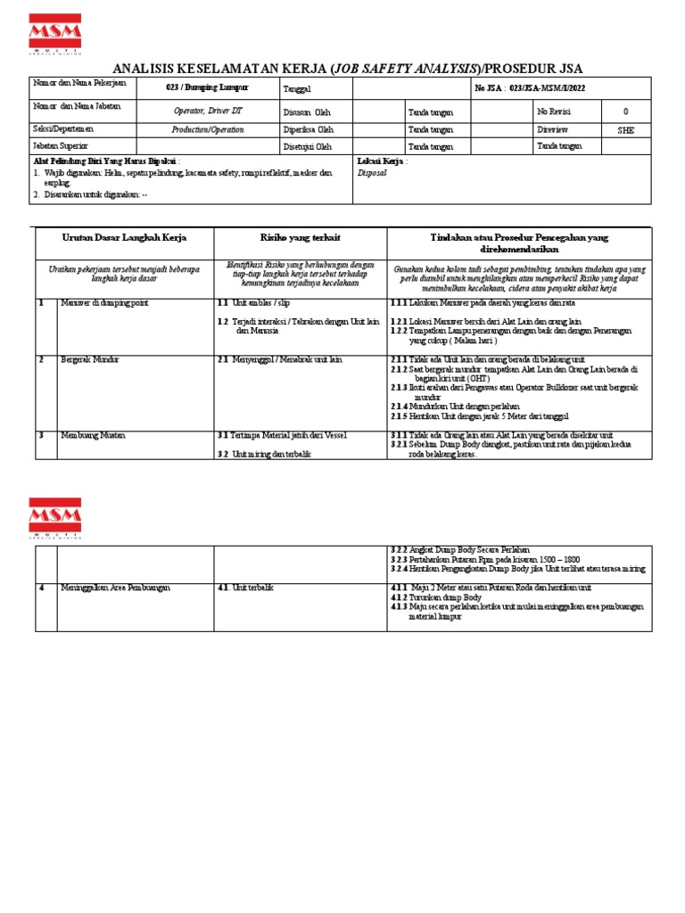 JSA Dumping Lumpur | PDF