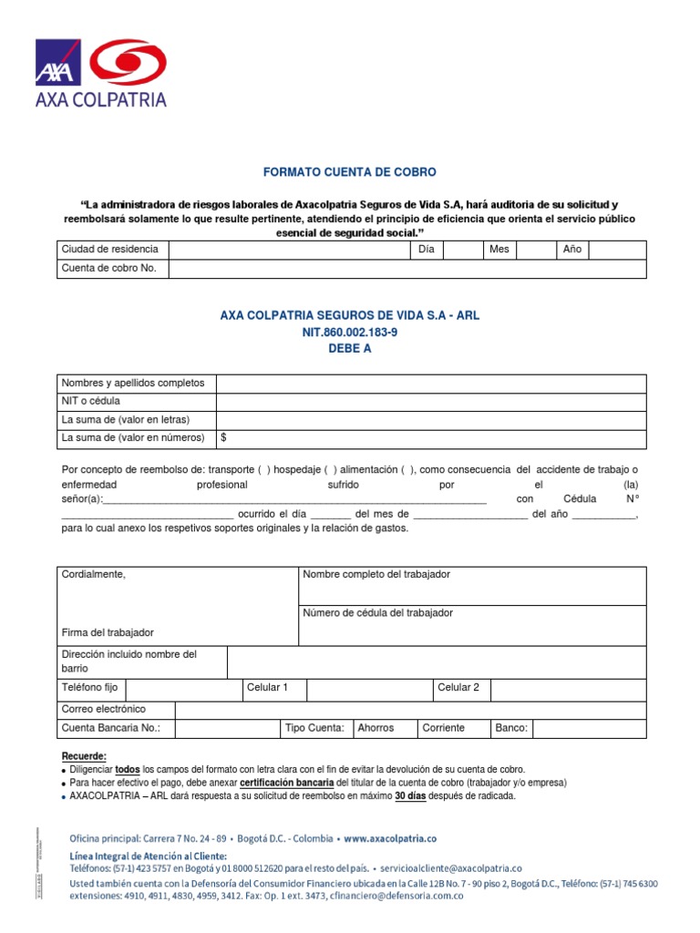 Modelo Solicitud De Reembolso Pdf