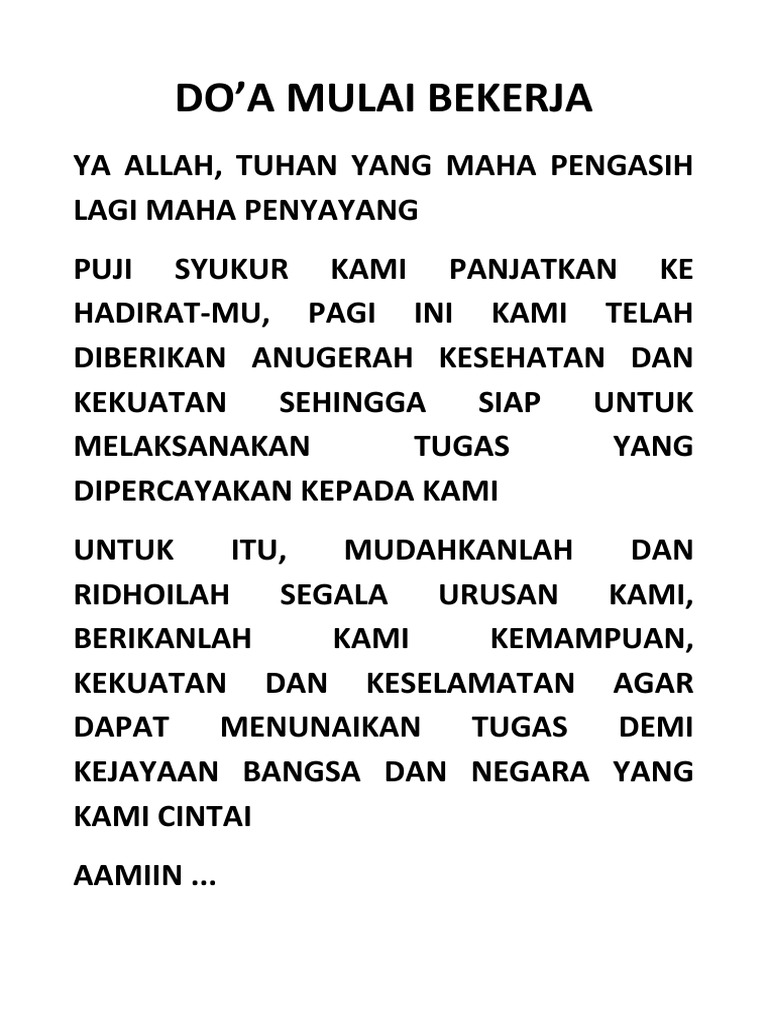 Doa Mulai Dan Selesai Bekerja | PDF