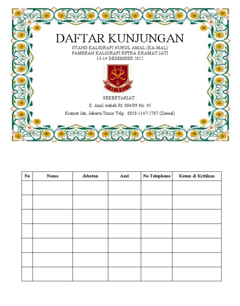 Daftar Kunjungan Pameran | PDF