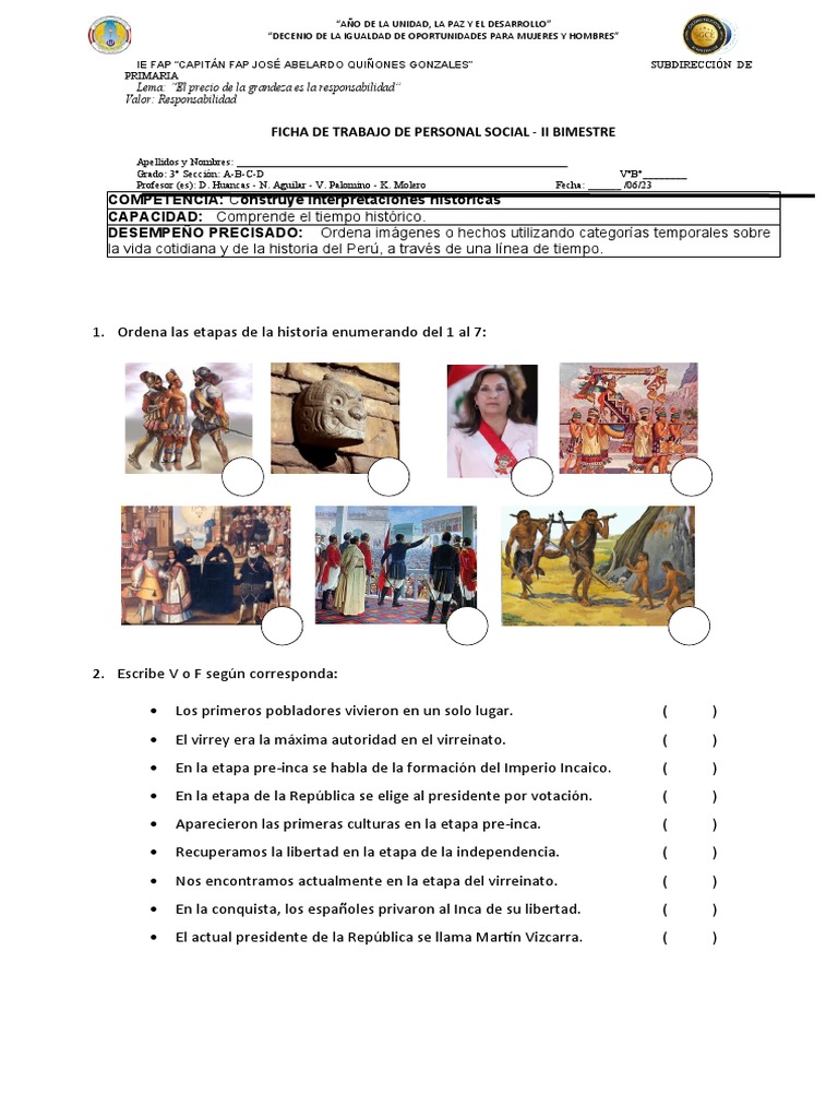Ficha Etapas de La Historia Del Perú Linea de Tiempo | PDF | Perú | Imperio Inca