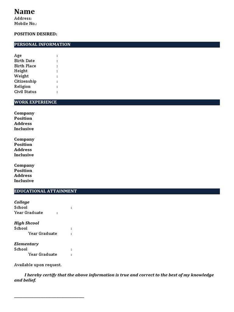 Resume Blank | PDF