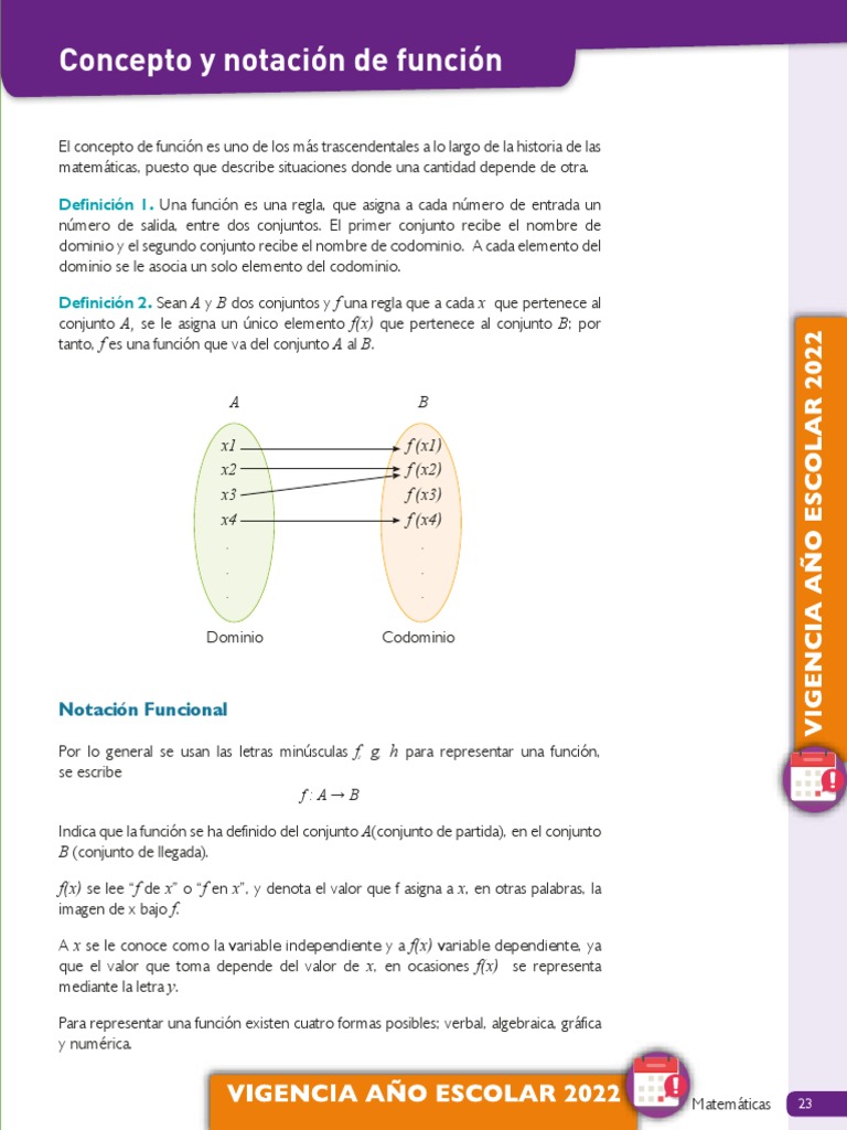 VI-MAT-S3- Concepto y Notación de Una Función | PDF