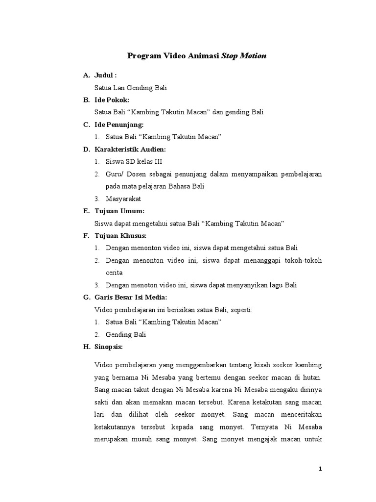 Naskah Animasi | PDF