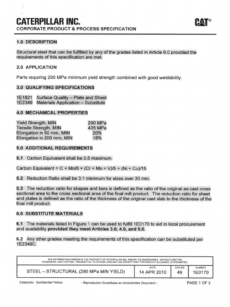 1E0170 - (YS Min 290 Mpa) | PDF