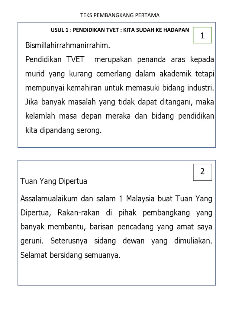 Teks Bahas TVET Pembangkang Ke-2 | PDF