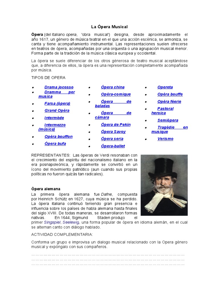 La Ópera | PDF | Ópera | Composiciones
