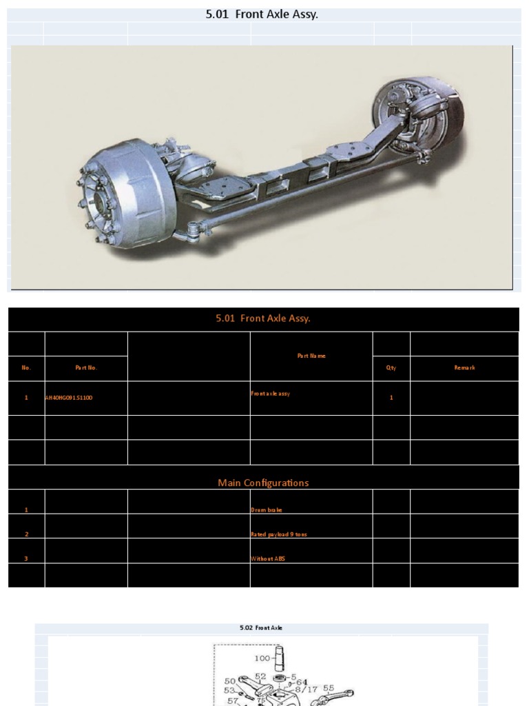 Front Axle, Brake System and Steering System | PDF | Steering | Bearing ...