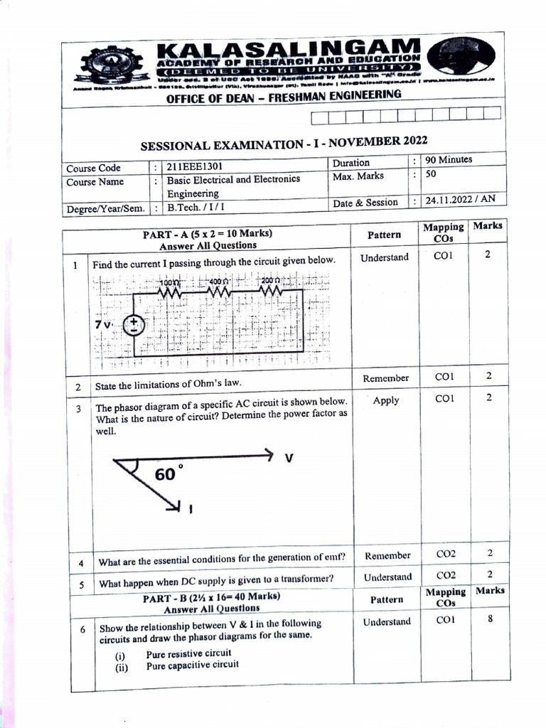 BEEE | PDF | Electrical Network | Electrical Impedance