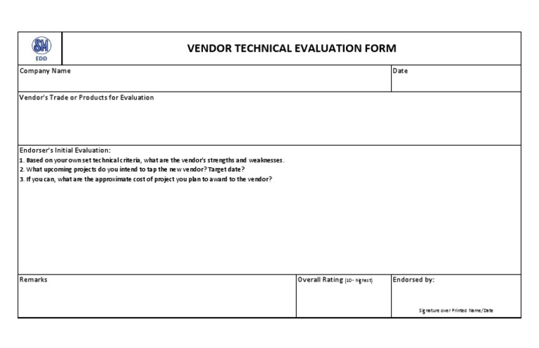 Vendor Technical Evaluation Form 202209 (6) | PDF
