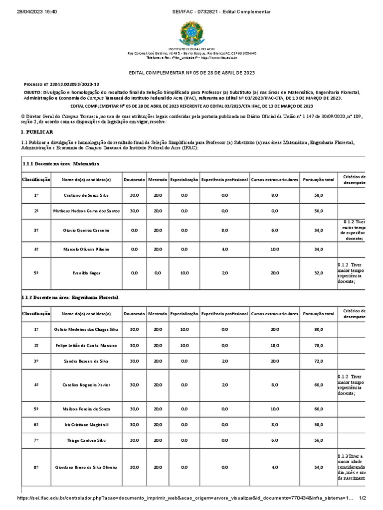Resultado IFAC 03 2023 | PDF