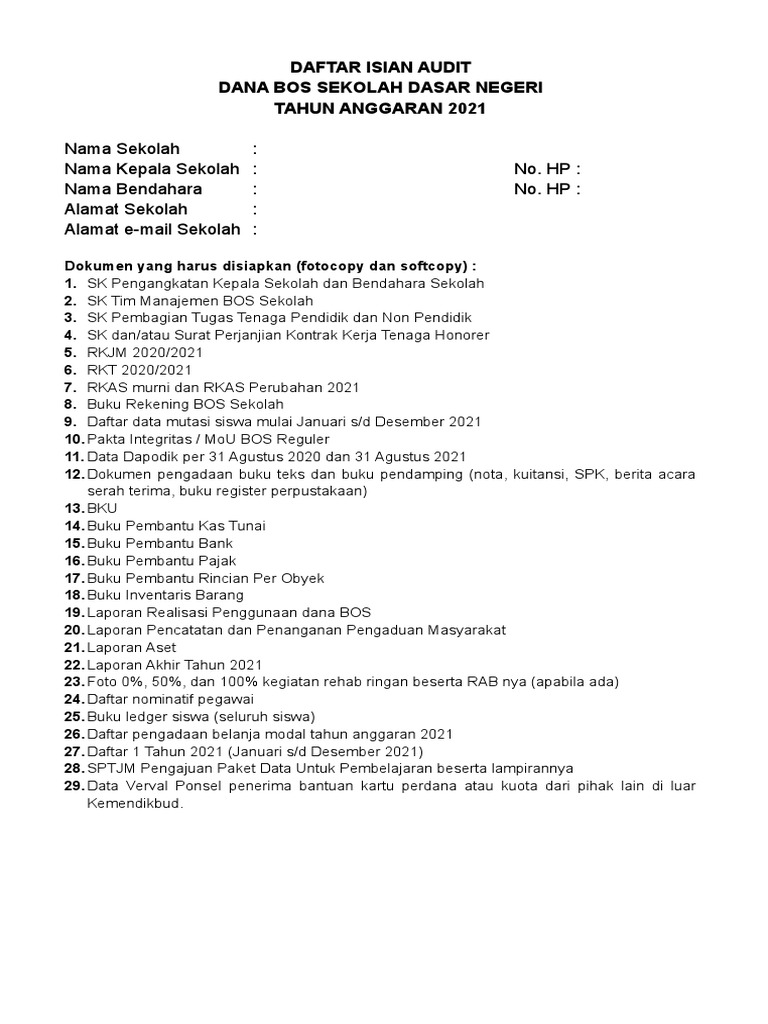 Daftar Isian Dana BOS SDN | PDF | Pengelolaan Keuangan & Uang