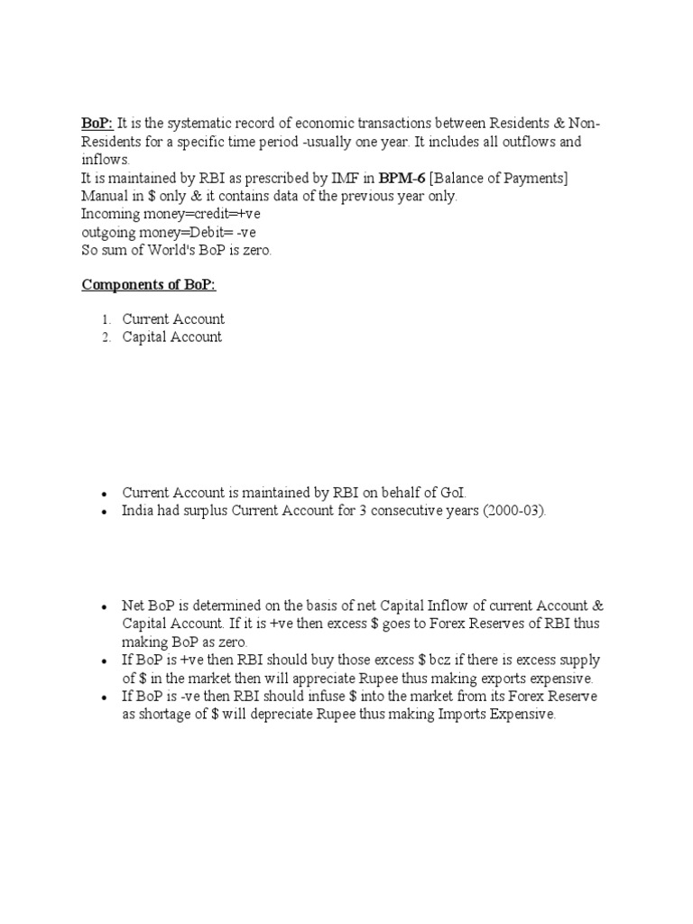 Balance of Payment - FOREX | PDF | Foreign Exchange Market | Balance Of ...