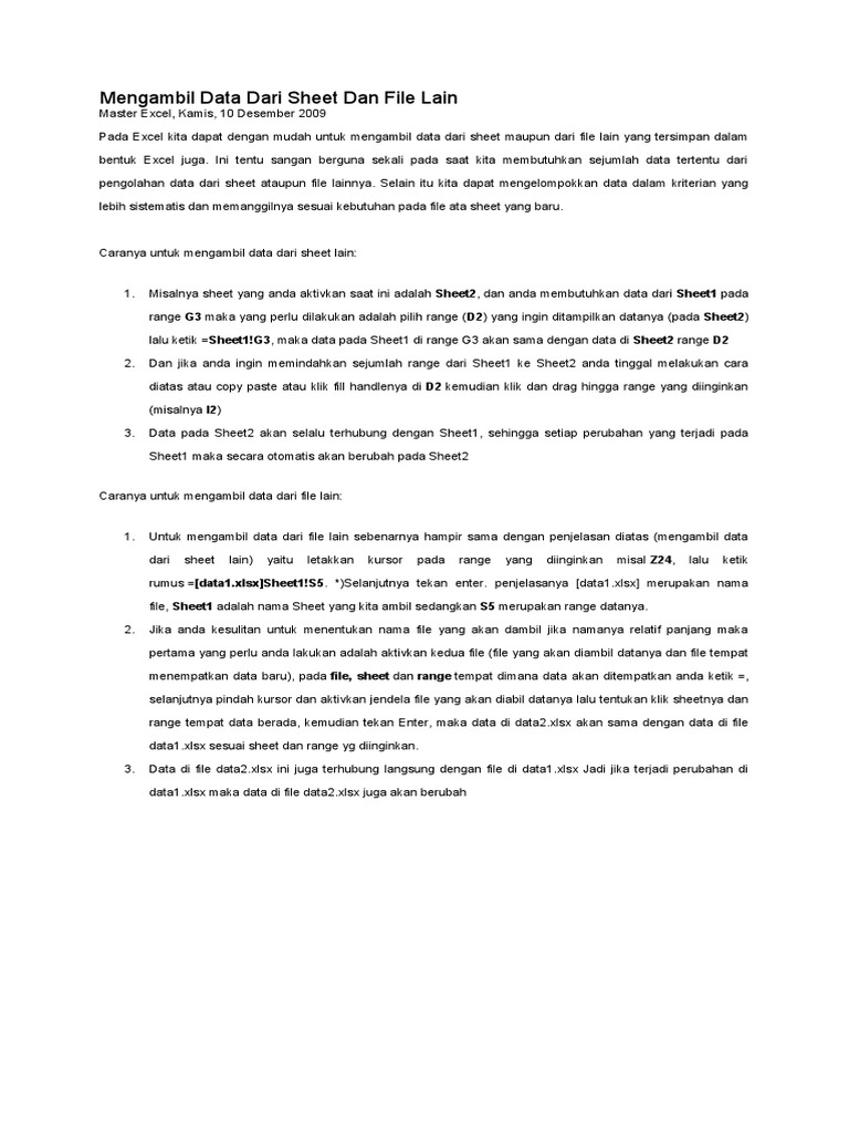 Mengambil Data Dari Sheet Dan File Lain | PDF