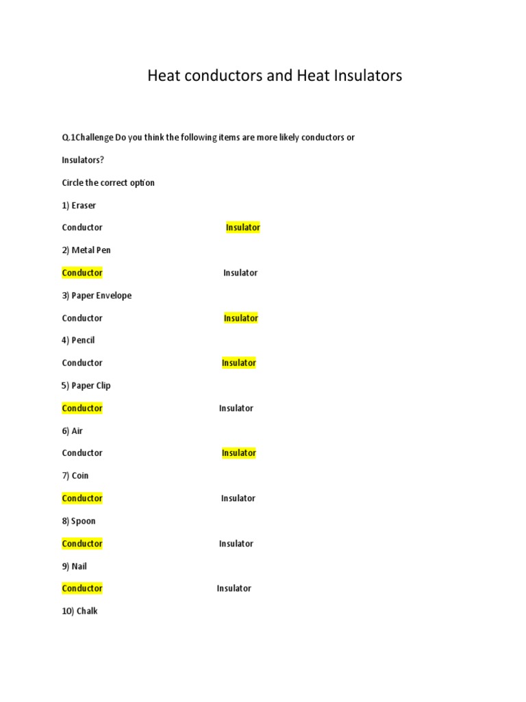 Heat Conductors and Heat Insulators | PDF