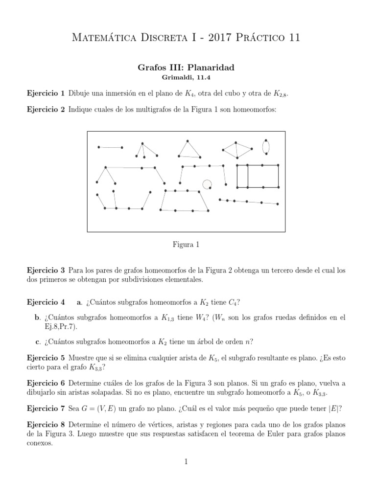 Matem Atica Discreta I - 2017 PR Actico 11: Grafos III: Planaridad | PDF | Ciencia y matemática ...