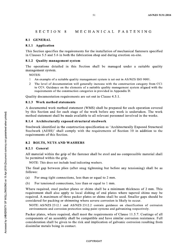 As5131 Fastening Requirements | PDF