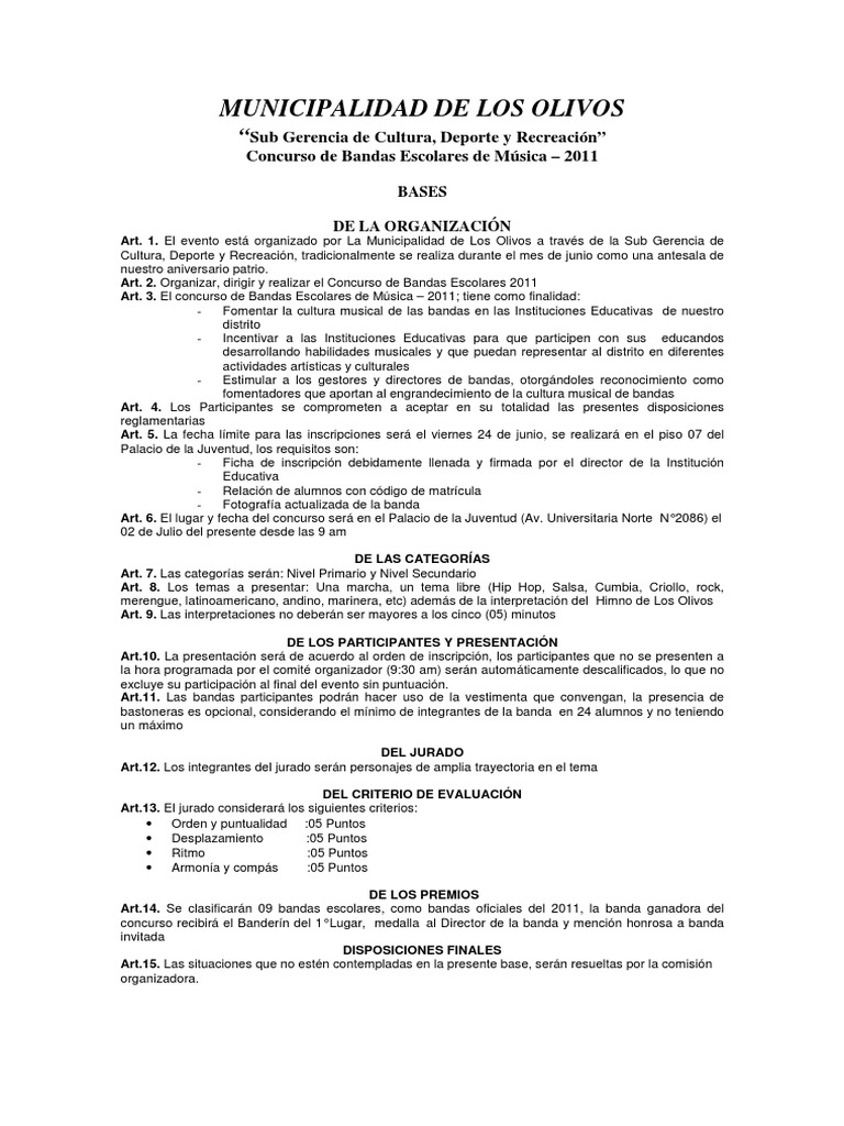 Bases de Concurso de Banda.. | PDF Bases de Concurso de Banda.. | PDF