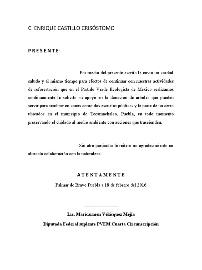 Solicitud de Donación de Árboles en Puebla | PDF | Salud y bienestar