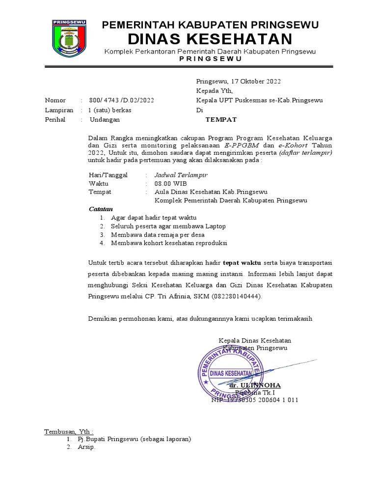 Undangan Validasi Data | PDF | Kesehatan Holistik