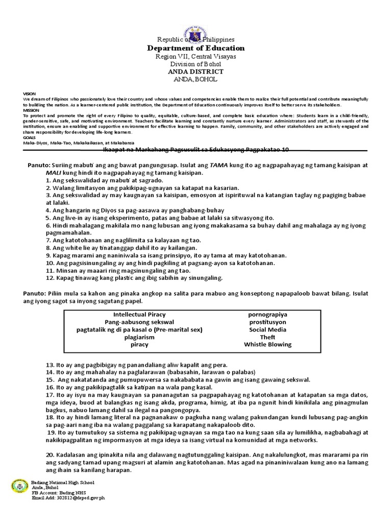 Semi Final Test ESP 10 FINAL | PDF