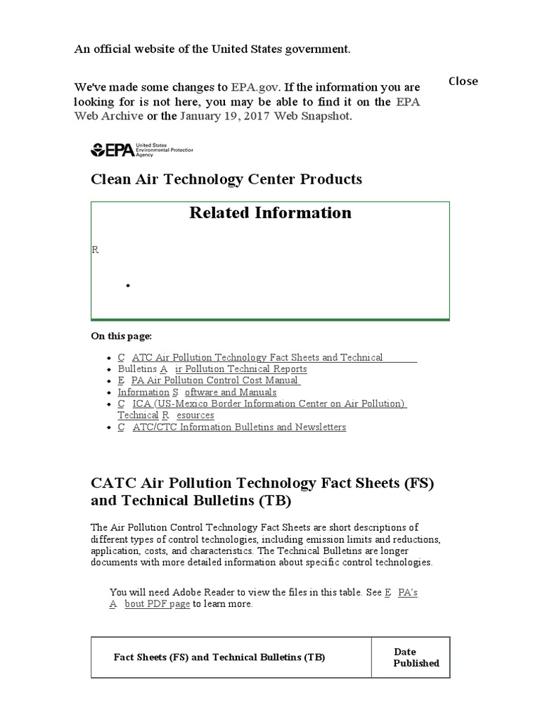 EPA Clean Air Technology Resources | PDF | Volatile Organic Compound ...