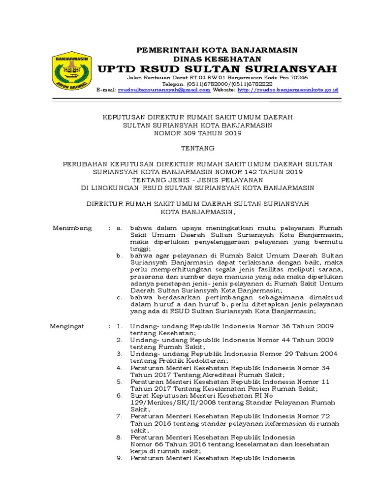 SK Jenis Jenis Pelayanan Rawat Jalan Revisi | PDF