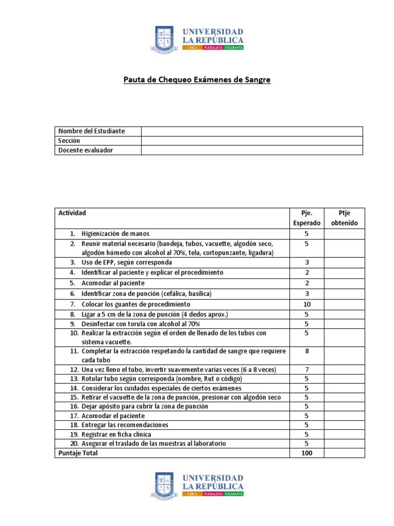 Pauta de EXS Sangre | PDF