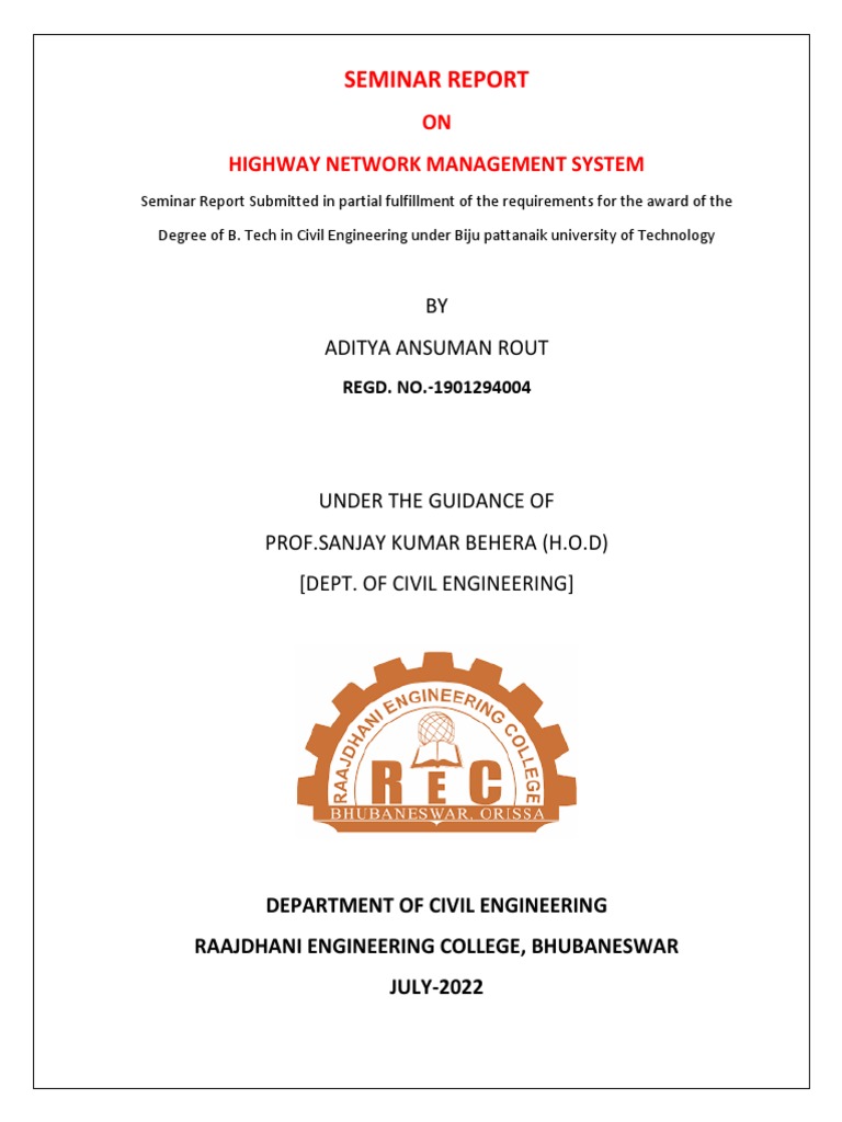 Seminar Report On Highway Management System | PDF | Fly Ash | Road Surface
