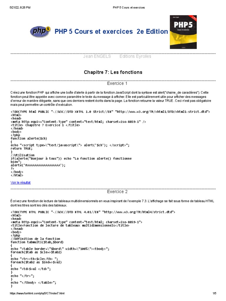 PHP 5 Cours Et Exercices | PDF PHP 5 Cours Et Exercices | PDF