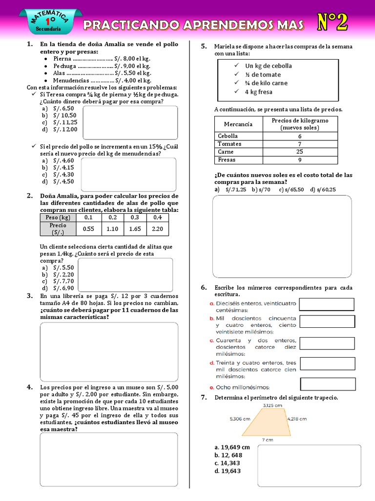 1° - ACTIVIDAD 2A - UA #03 - Cantidad - PRACTICANDO. | PDF