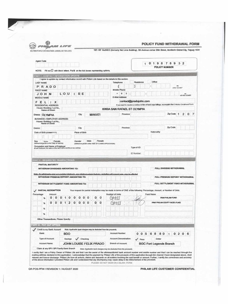 Revised Redemption Form | PDF | Service Industries