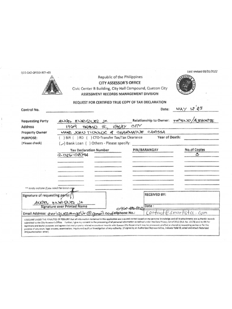 QC Tax Declaration Request | PDF